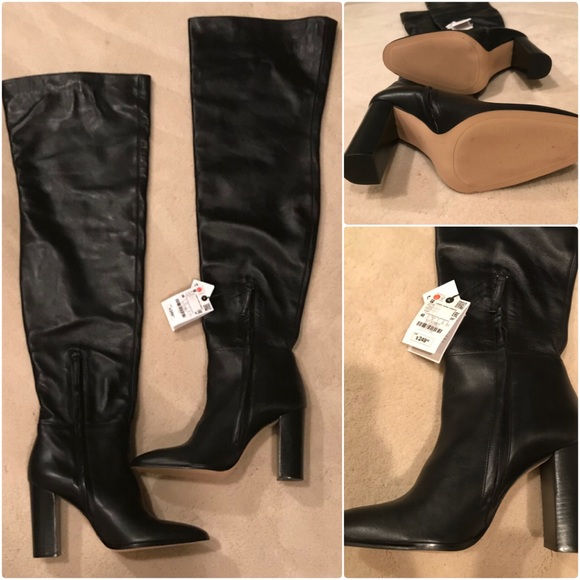 Zara | Shoes | Nwt Zara Over The Knee Leather Heel Boots | Poshmark